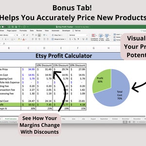 Etsy Profit Tracker Spreadsheet - Microsoft Excel & Google Sheets ...