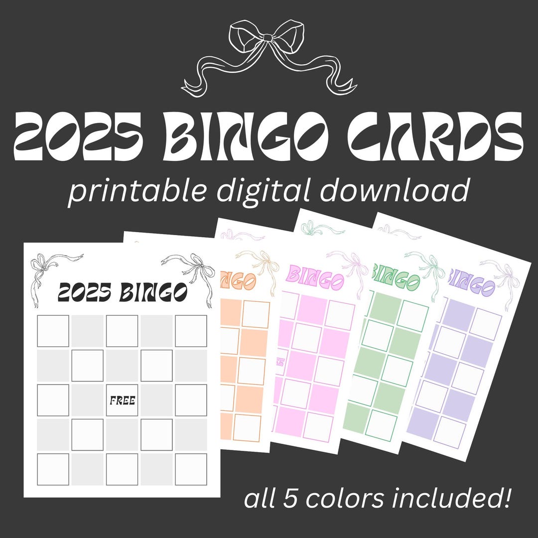 2025 Bingo Card (printable Digital Download - Blank/fillable) New Year ...