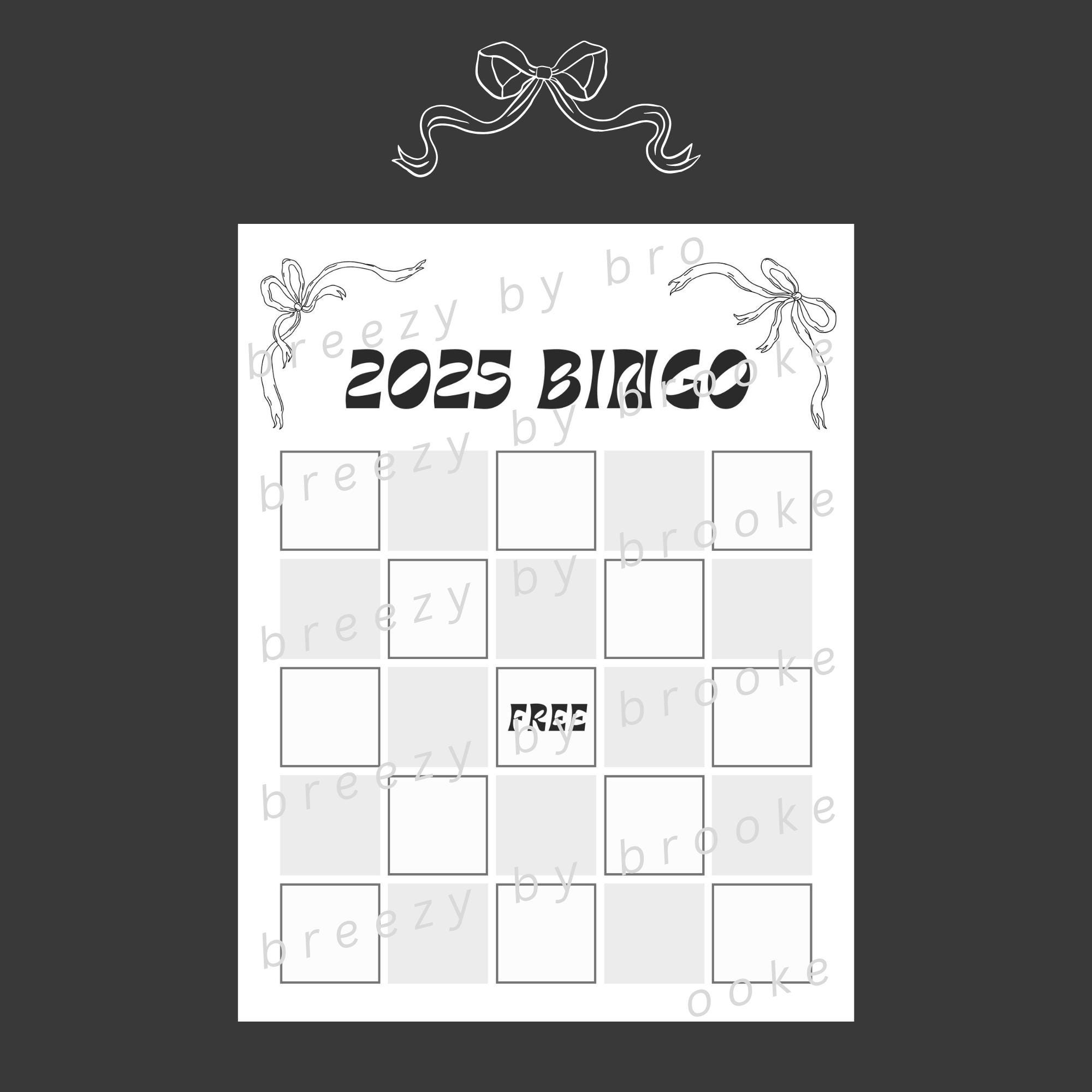 2025 Bingo Card (printable Digital Download - Blank/fillable) New Year ...