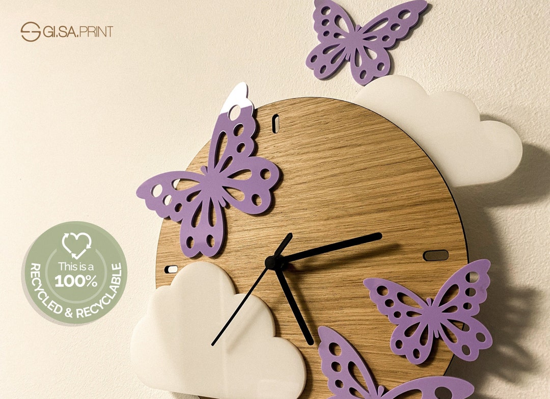 Animal Modern Clock Wood I Decor Kids Playroom I Minimalist Clock I ...