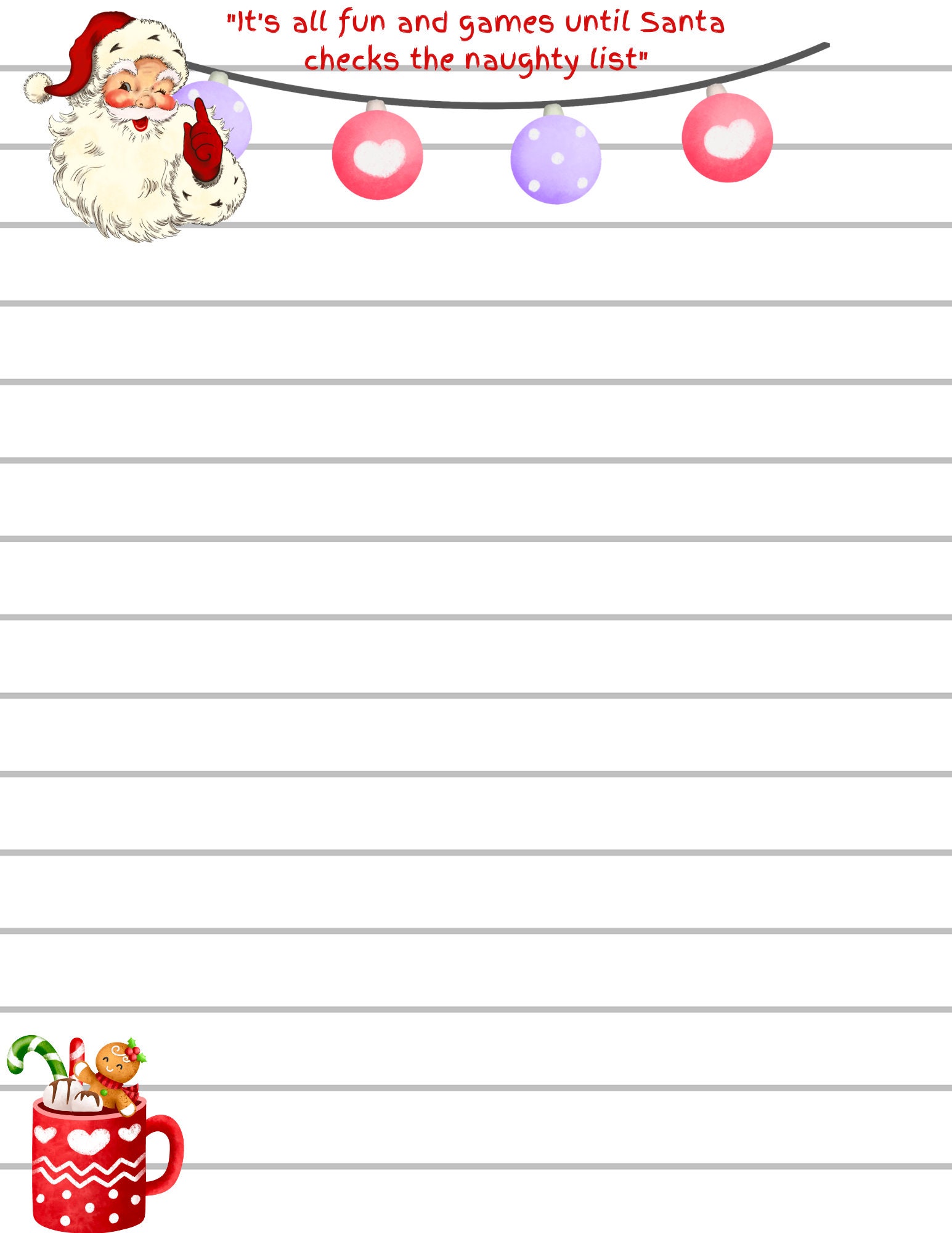 Personalized Printable Christmas Stationery, Festive,christmas Letter ...