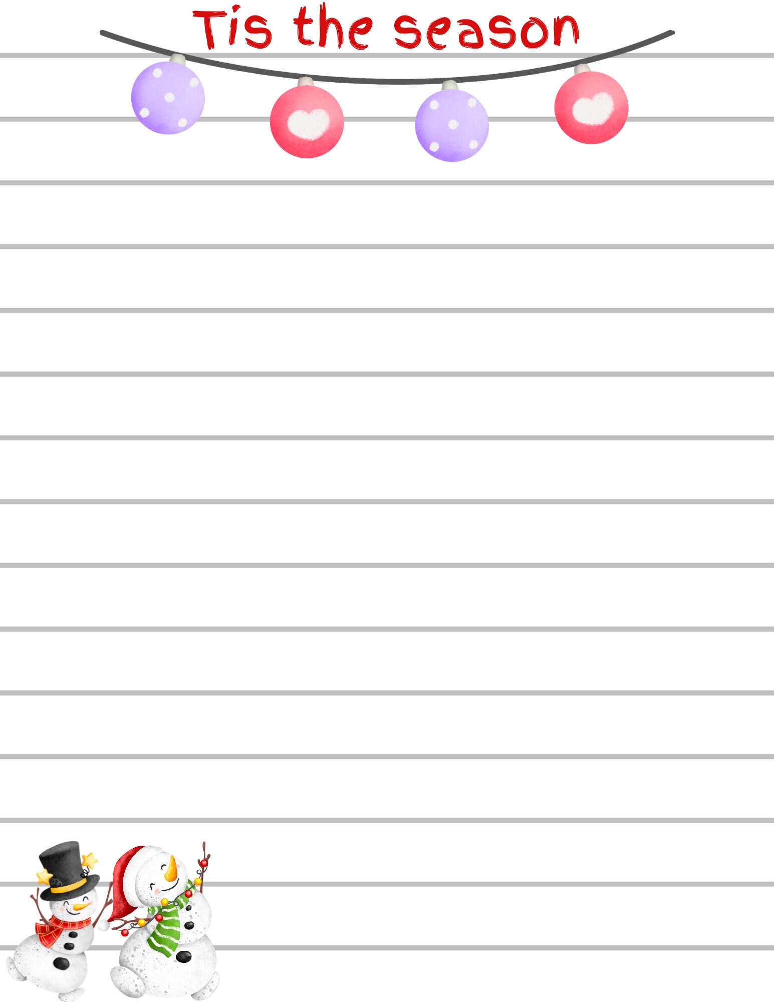 Personalized Printable Christmas Stationery, Festive,christmas Letter ...