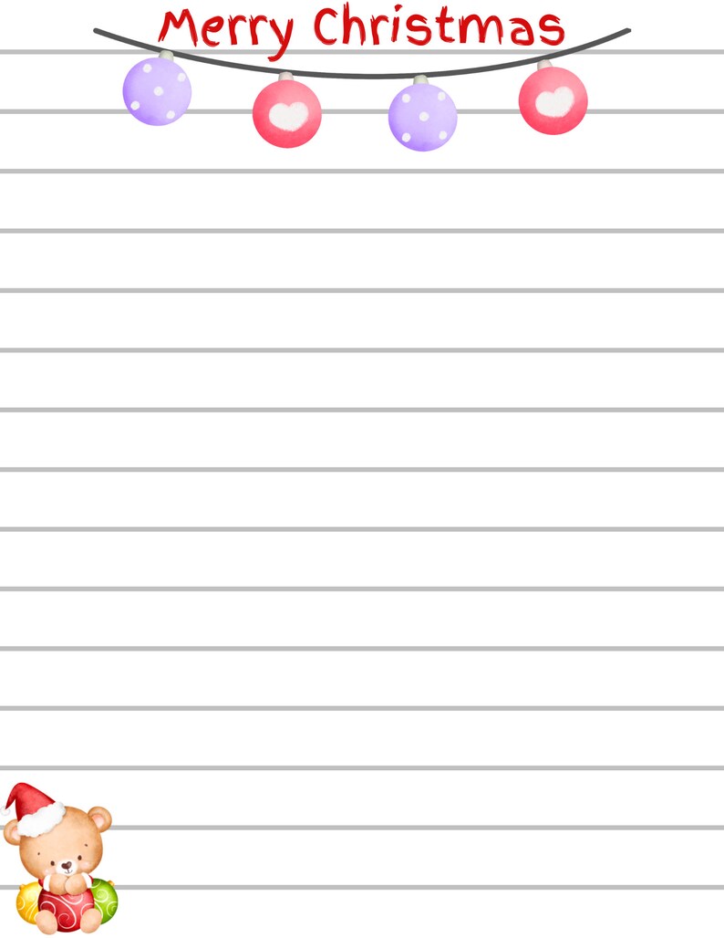 Personalized Printable Christmas Stationery, Festive,christmas Letter ...