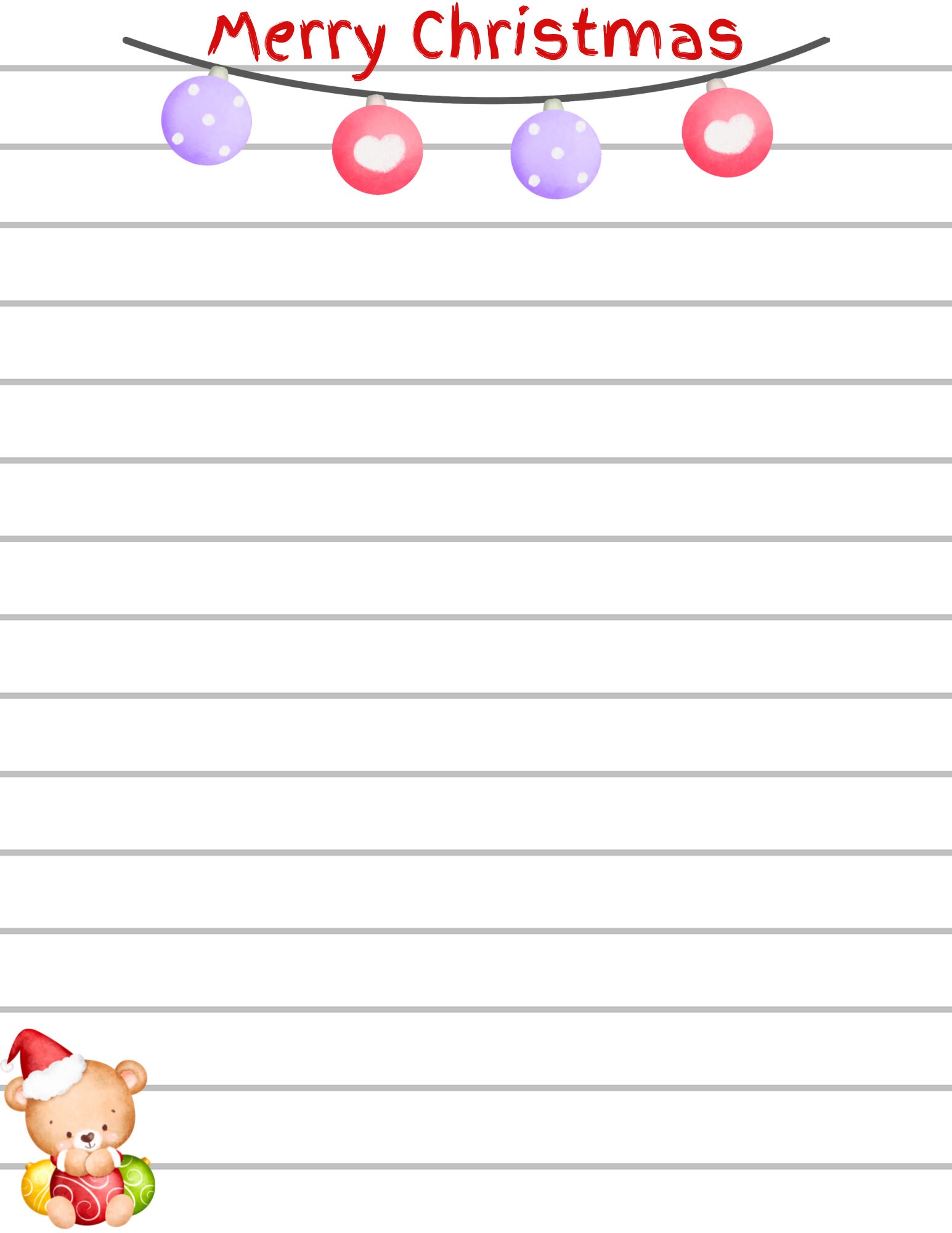 Personalized Printable Christmas Stationery, Festive,christmas Letter ...