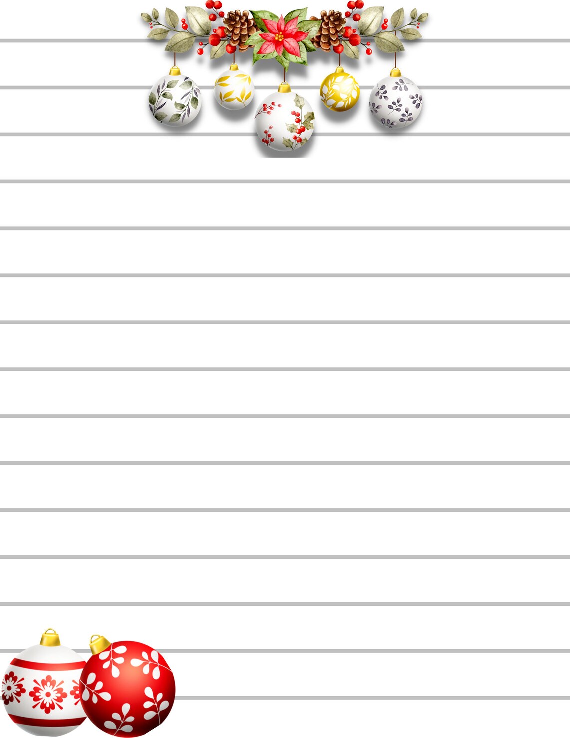 Printable Christmas Stationery,christmas Letter,christmas Decor ...