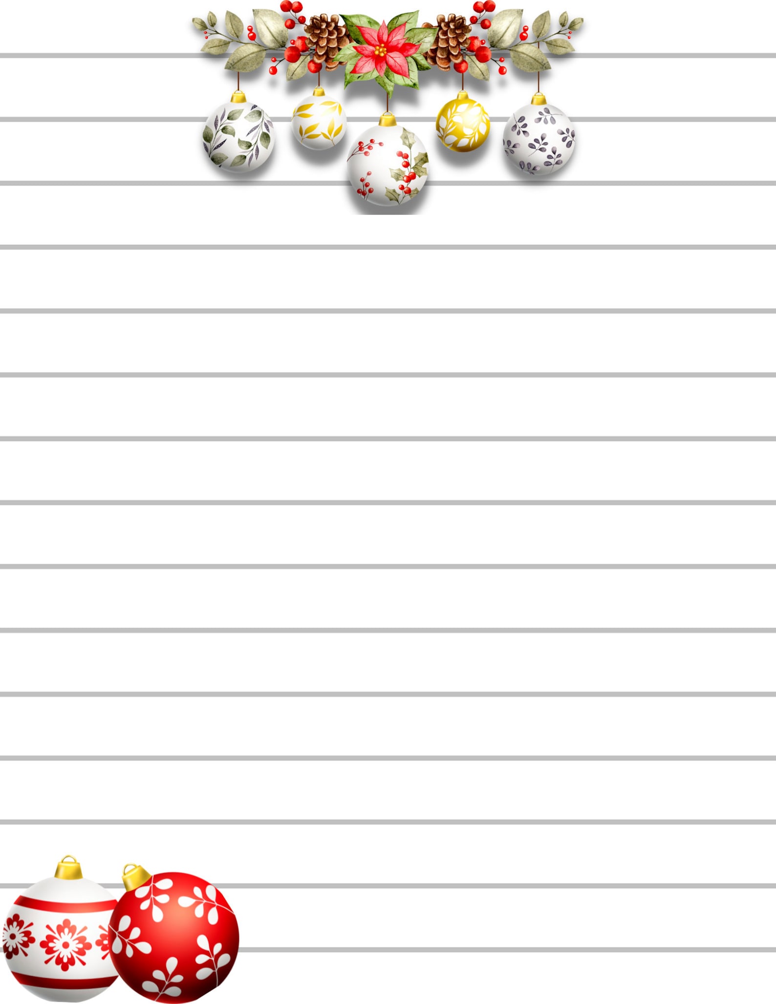 Printable Christmas Stationery,christmas Letter,christmas Decor ...