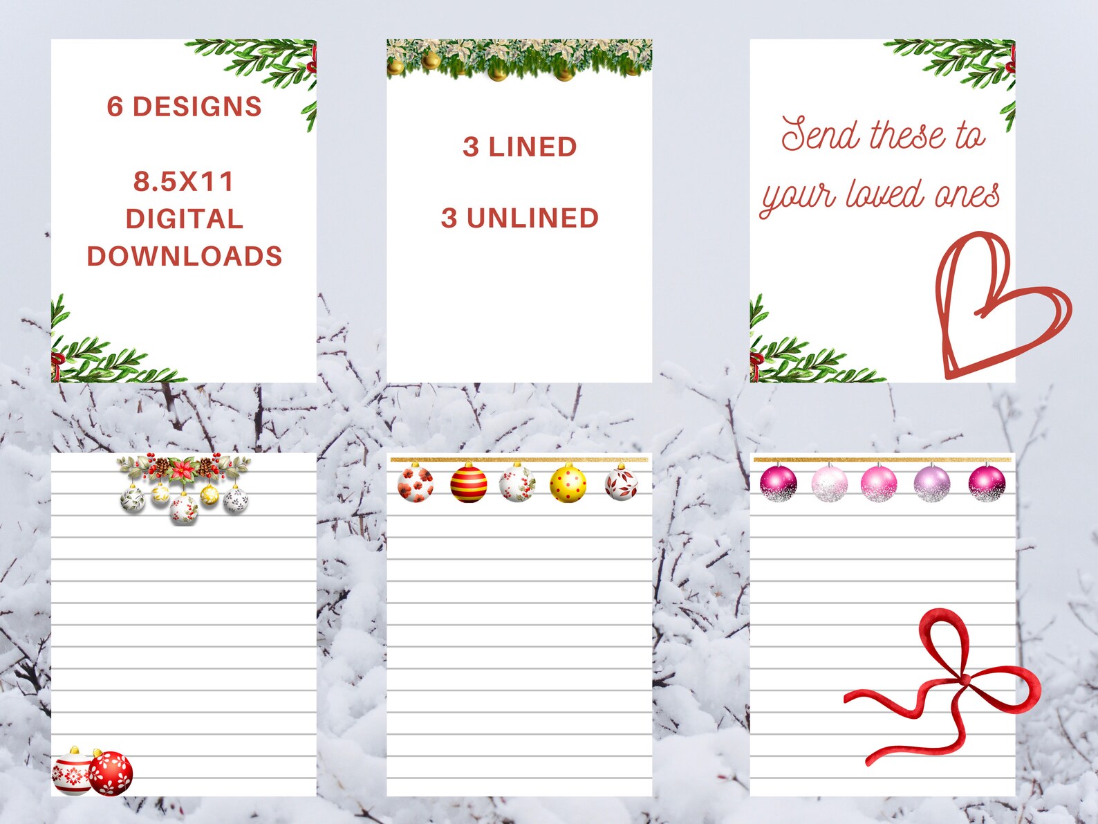 Printable Christmas Stationery,christmas Letter,christmas Decor ...