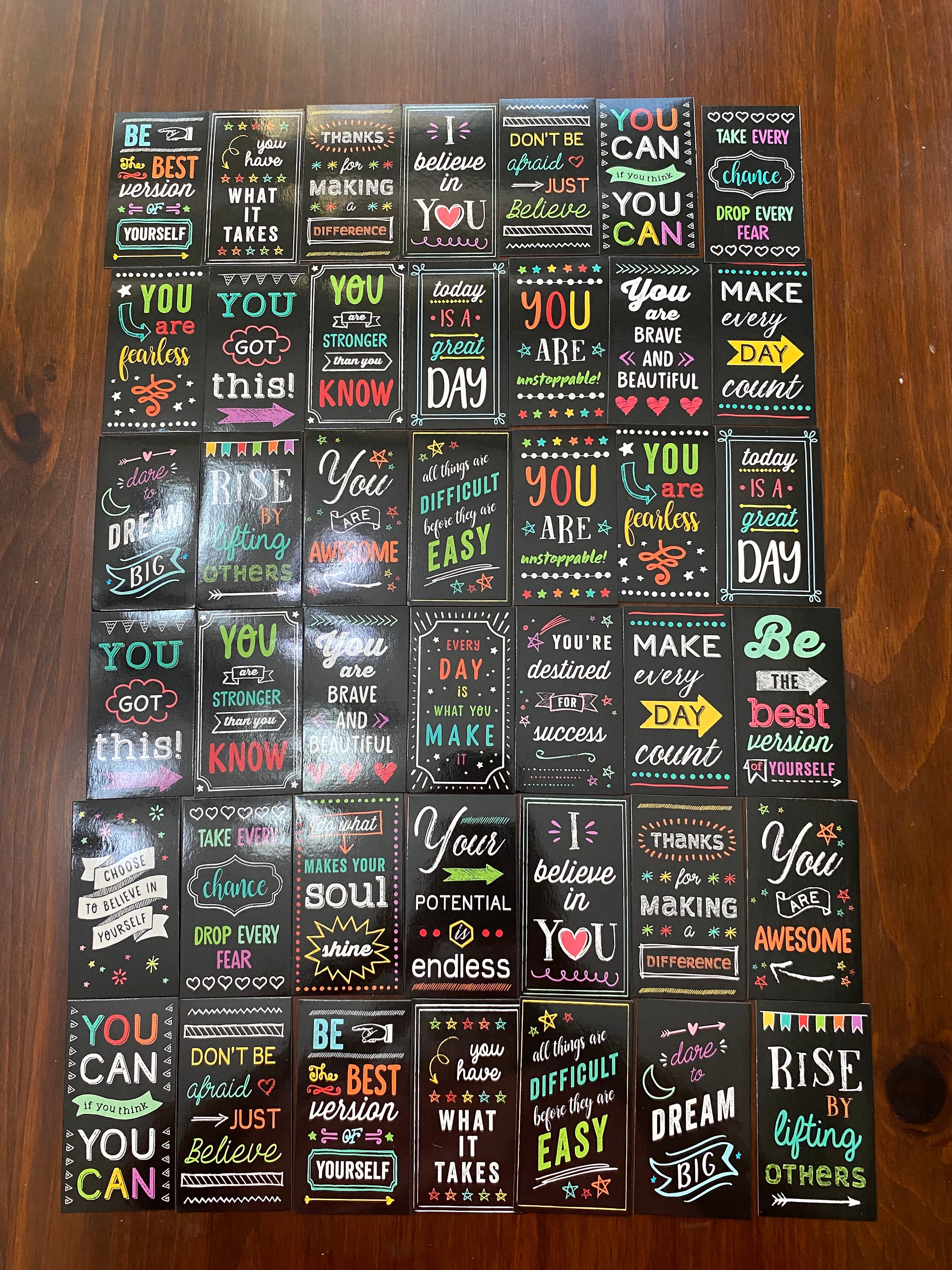 7 Assorted Motivational Locker and Refrigerator Magnet Set, Black ...