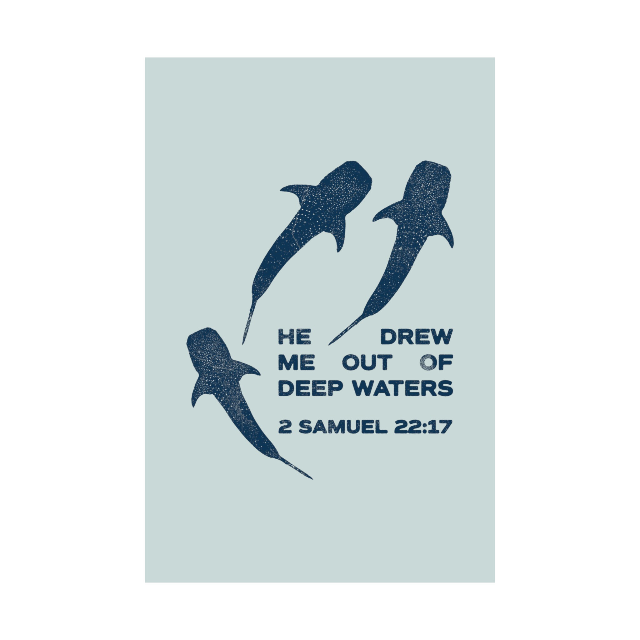 Christian Whale Shark Wall Art Bible Verse Ocean Animal Matte Vertical ...