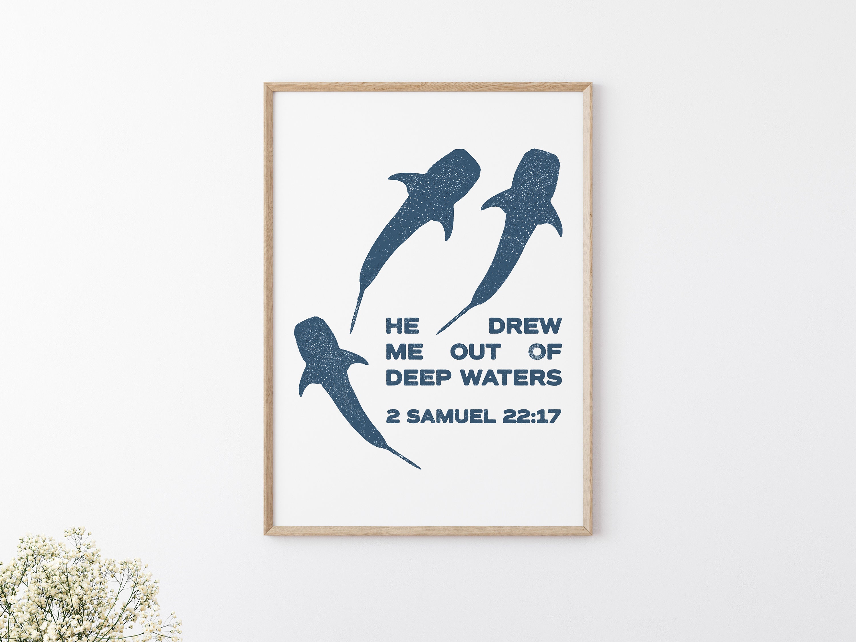 Christian Whale Shark Wall Art Bible Verse Ocean Animal Matte Vertical ...