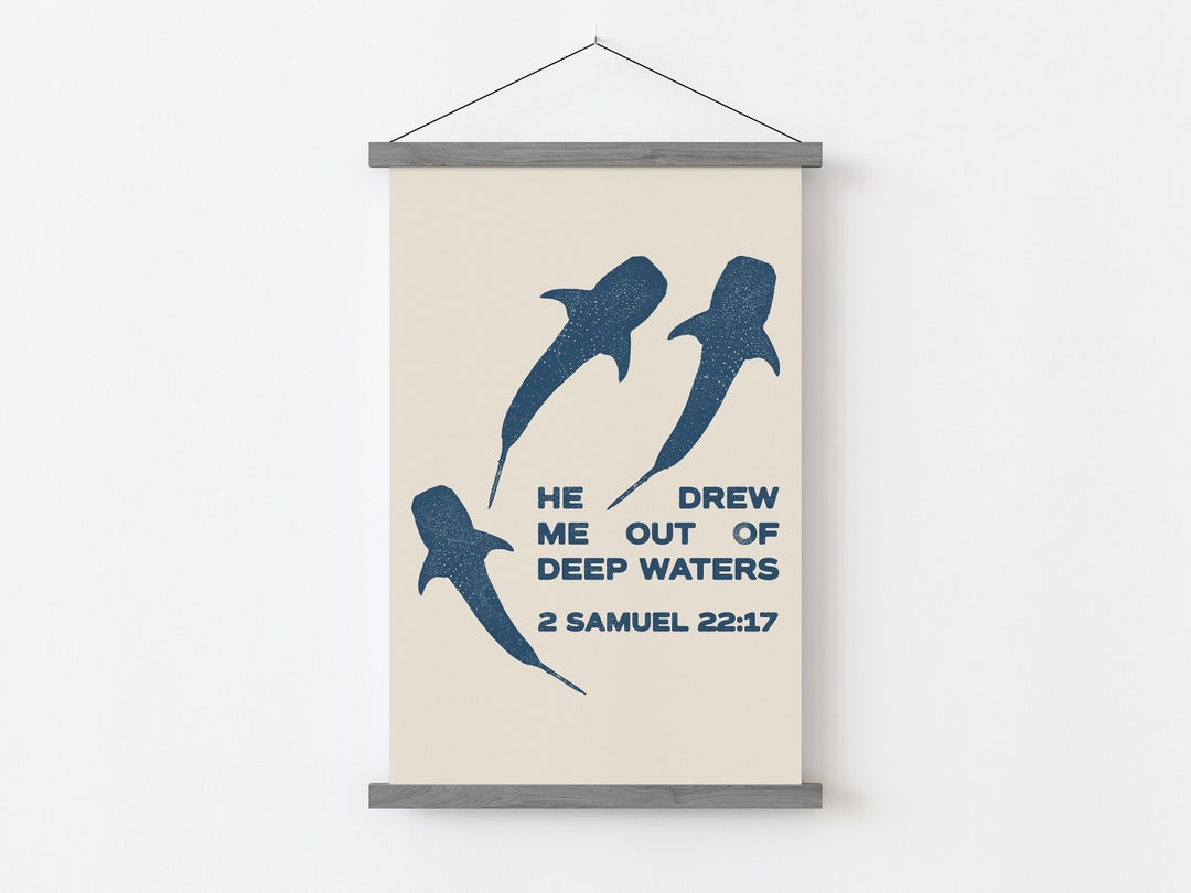 Christian Whale Shark Wall Art Bible Verse Ocean Animal Matte Vertical ...