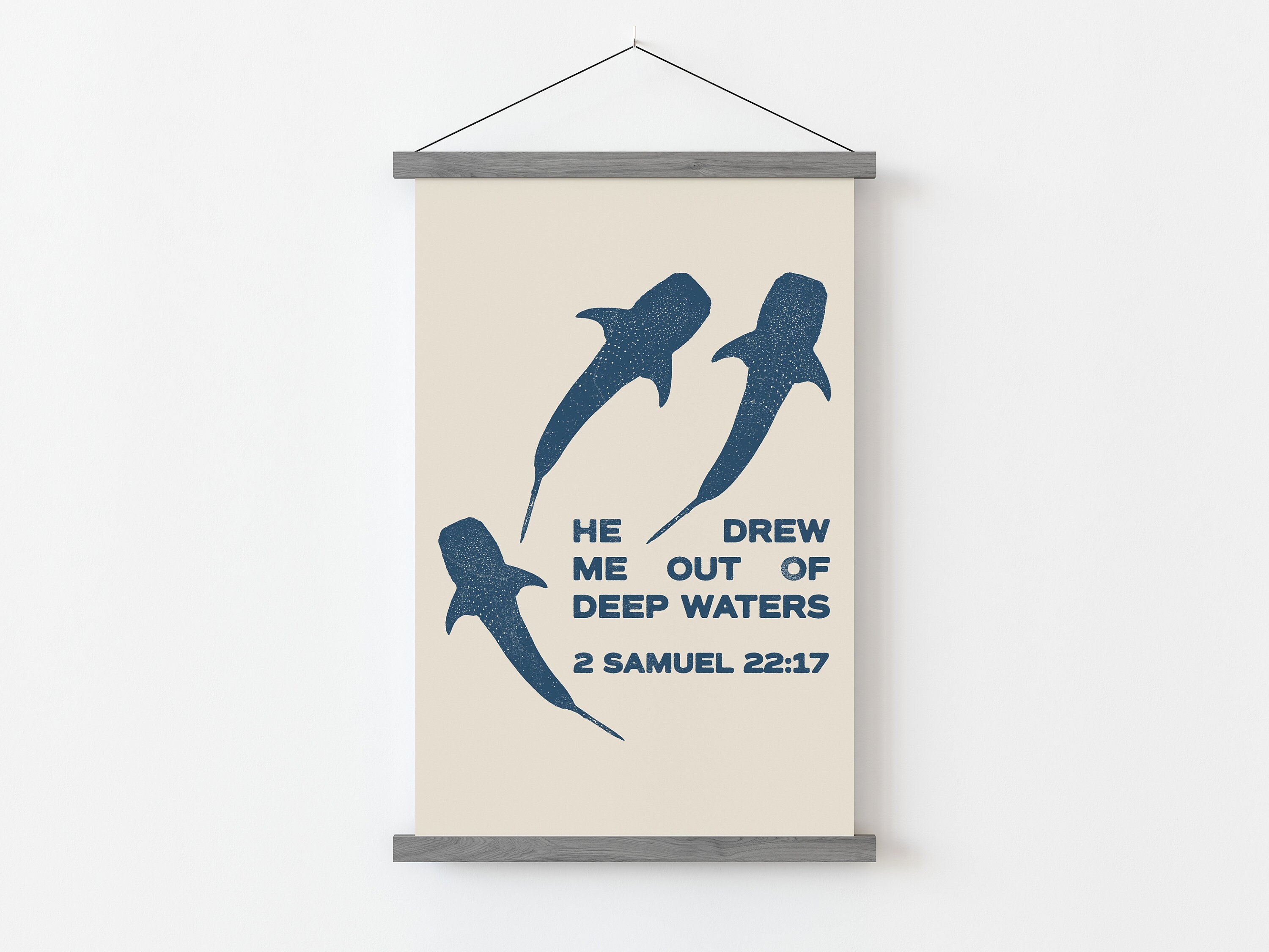 Christian Whale Shark Wall Art Bible Verse Ocean Animal Matte Vertical ...