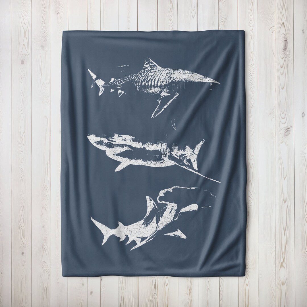 Shark Blanket Soft Velveteen Plush Grunge Aesthetic Ocean Animal Throw ...