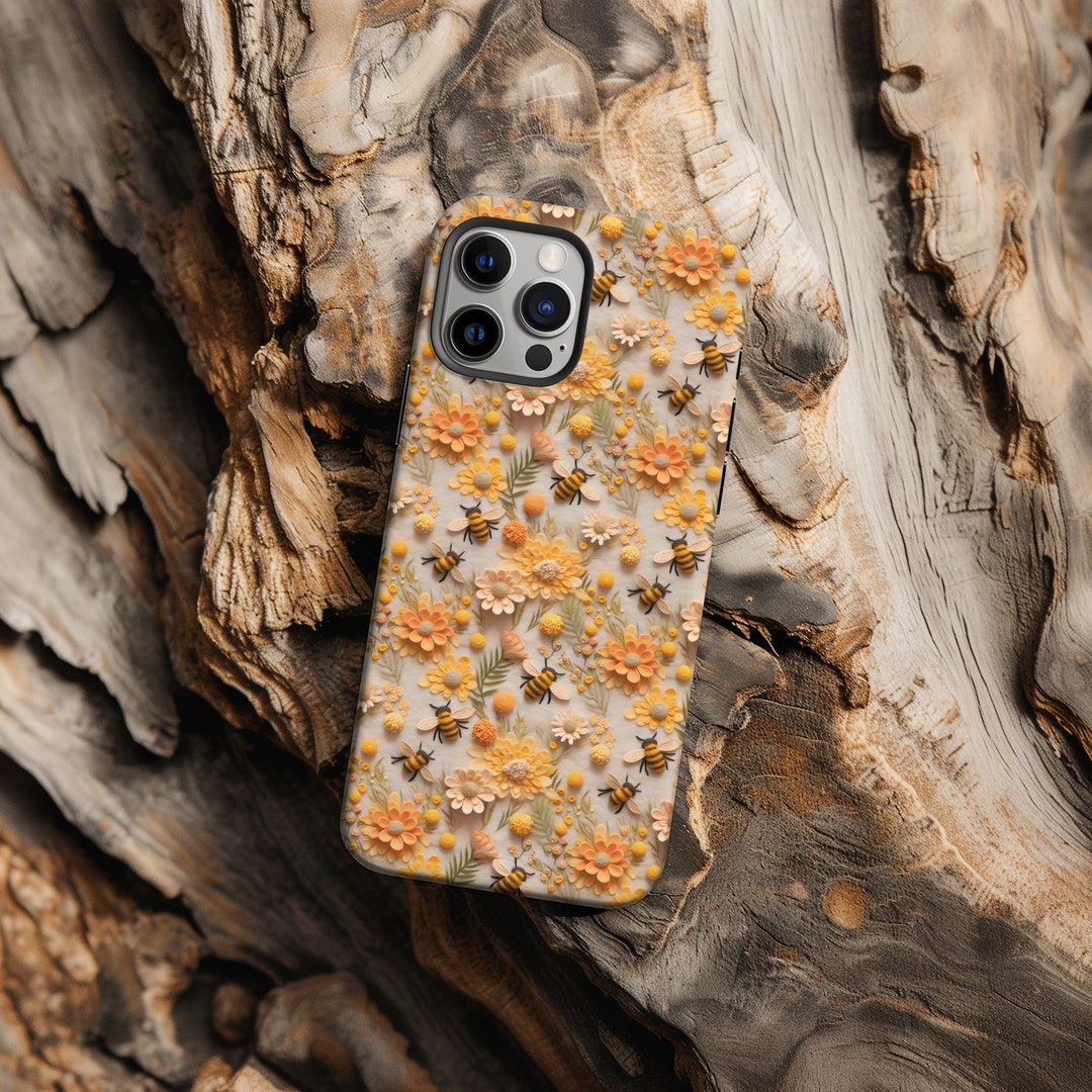 3D Flowers & Bee Phone Case for iPhone 11 12 13 14 15 Mini Plus Pro Max ...