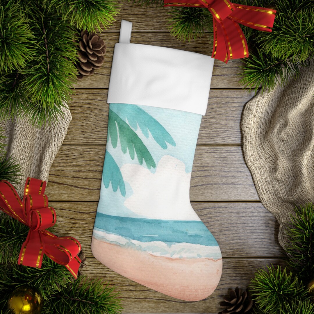 Aqua Nautical Christmas Stocking- Nontraditional Christmas Decor ...