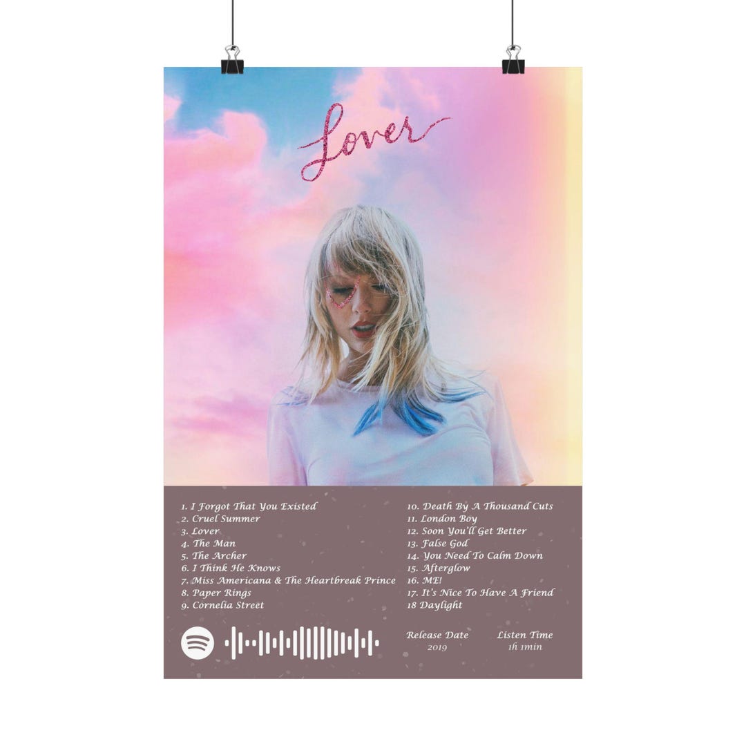 Taylor Swift 'lover' Album Cover Matte Vertical Poster Print Music Fan ...