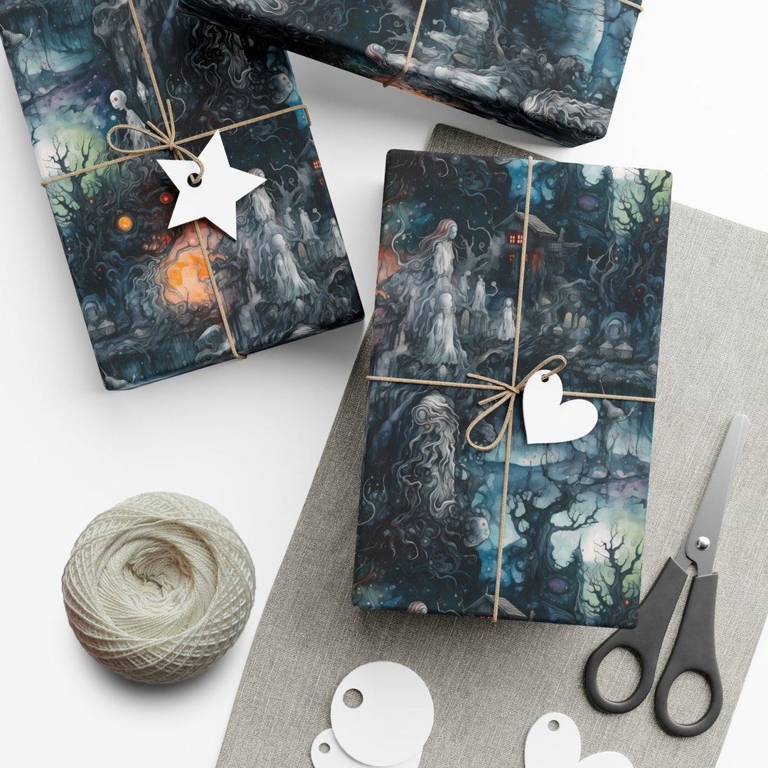 Creepy Gothmas Wrapping Paper, Horror Gift Wrap, Spooky Goth Gift Wrap ...