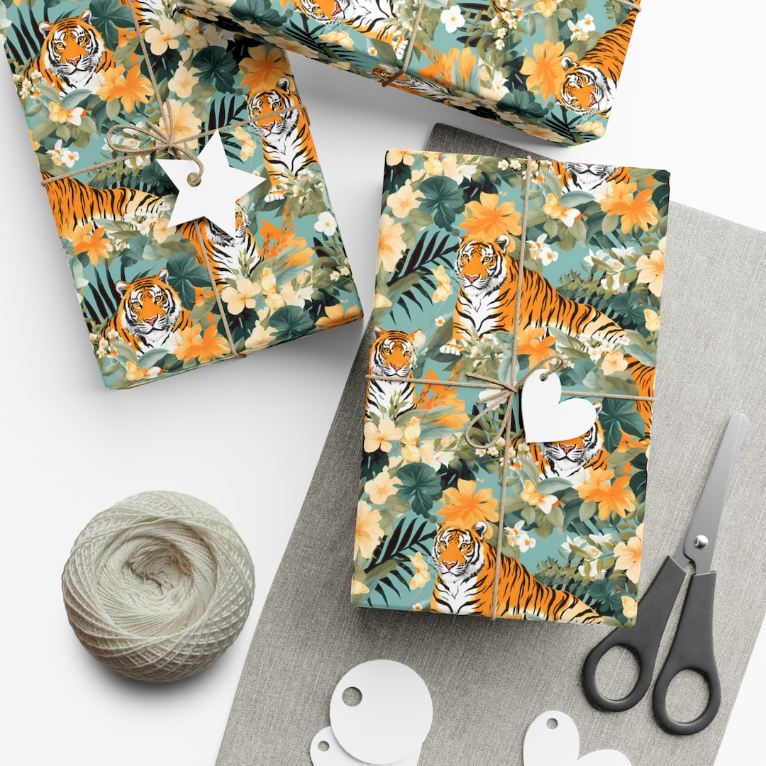 Tiger Wrapping Paper, Tiger Gift Wrap, Big Cat Wrapping Paper, Cat Gift ...