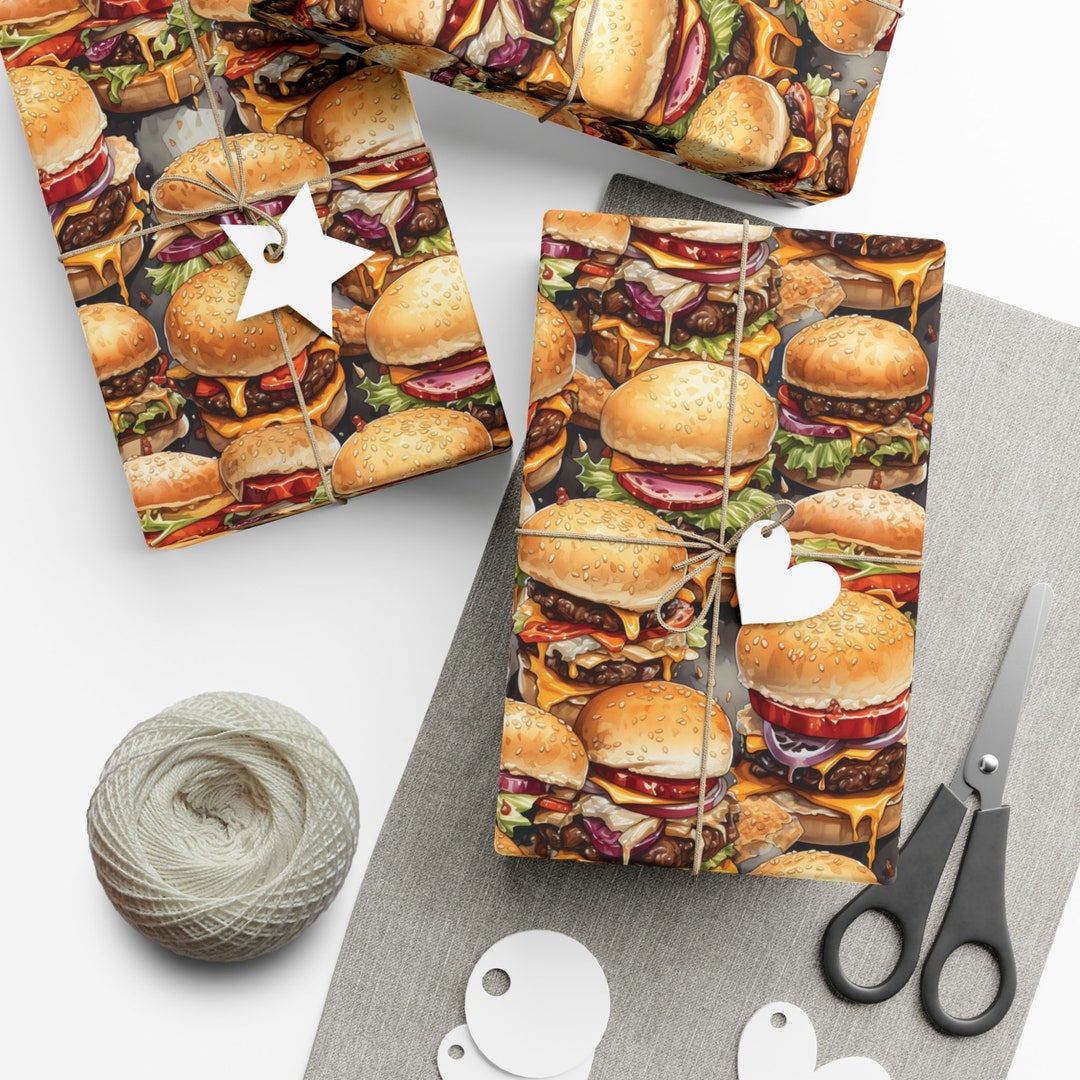 Cheeseburger Wrapping Paper, Foodie Wrapping Paper, Cheeseburger Gift ...