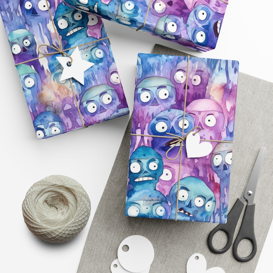 Monster Gift Wrap Spooky Kids Gift Wrap Monsters Wrapping Paper Horror ...