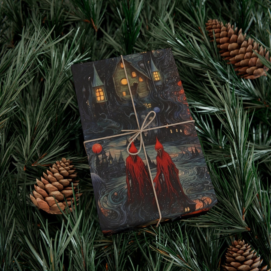 Creepy Wrapping Paper Goth Wrapping Paper Spooky Wrapping Paper Witch ...