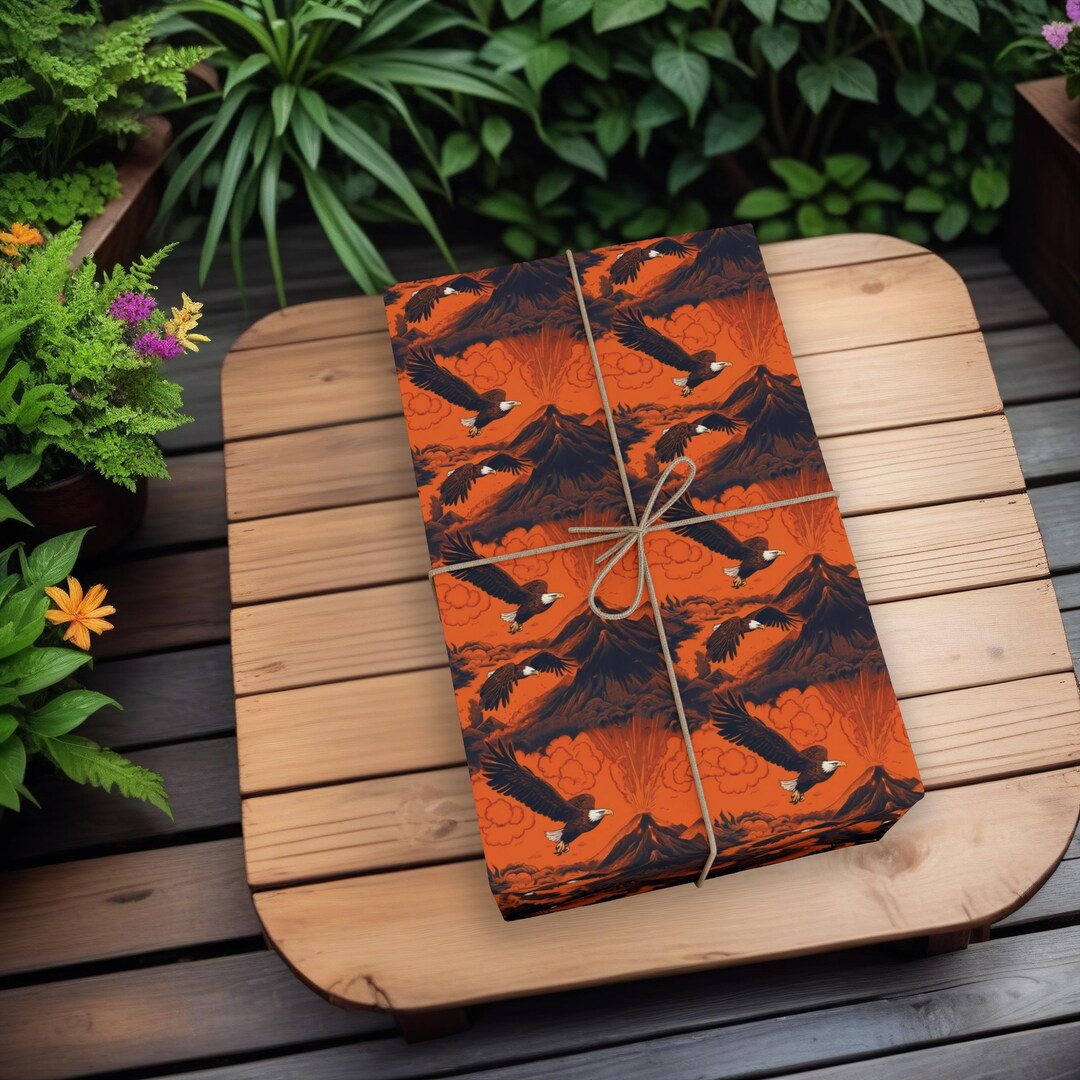 Eagle Gift Wrap, Wildlife Volcano Wrapping Paper, Nature-inspired Gift ...
