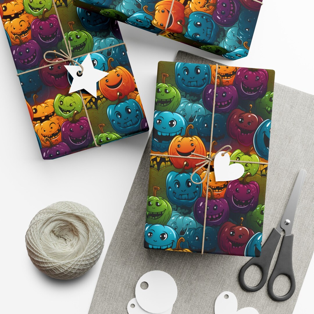 Pumpkin Gift Wrap Pumpkin Wrapping Paper Halloween Wrapping Paper ...