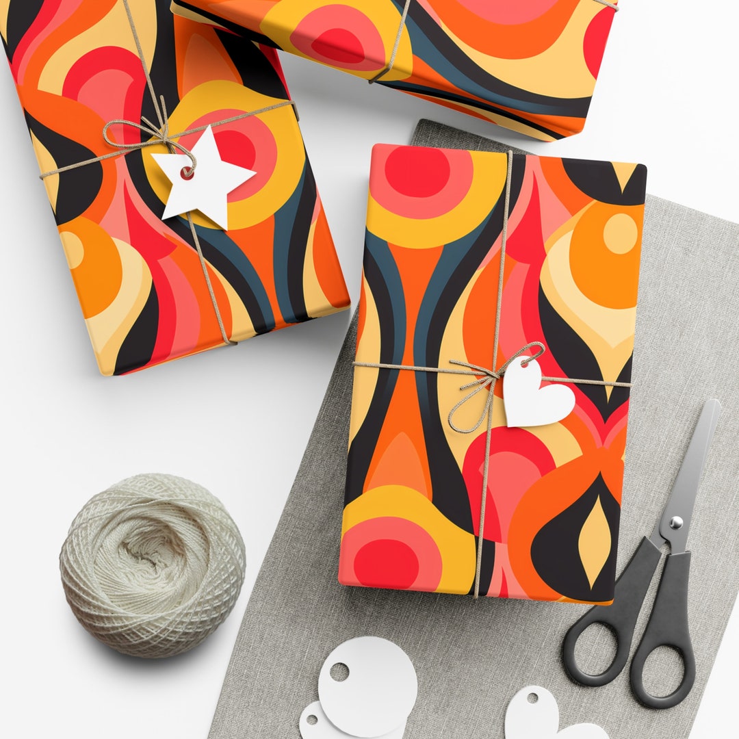 70s Retro Wrapping Paper, Cool 70s Gift Wrap, Abstract Retro Gift Wrap, Funky Wrapping Paper ...