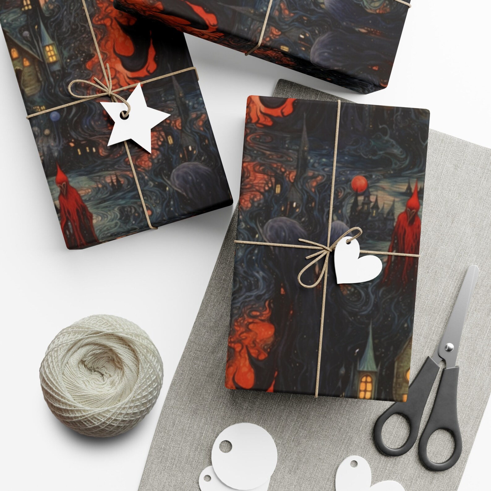 Creepy Wrapping Paper Goth Wrapping Paper Spooky Wrapping Paper Witch ...