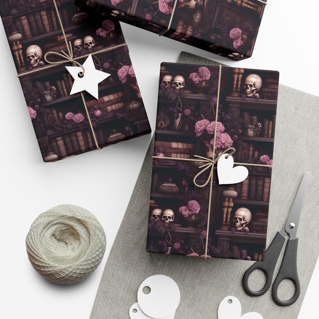 Goth Wrapping Paper Rolls Skull Wrapping Paper Book Wrapping Paper ...