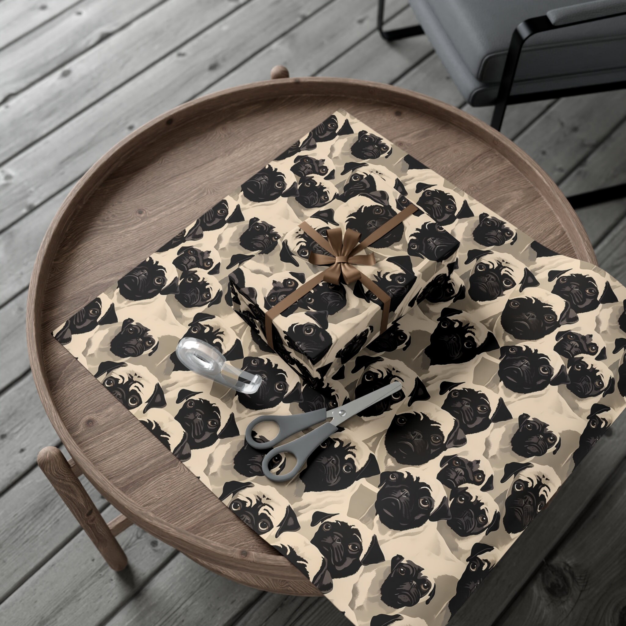 Pug Wrapping Paper, Pug Gift Wrap, Pug Birthday, Dog Lover Wrapping ...