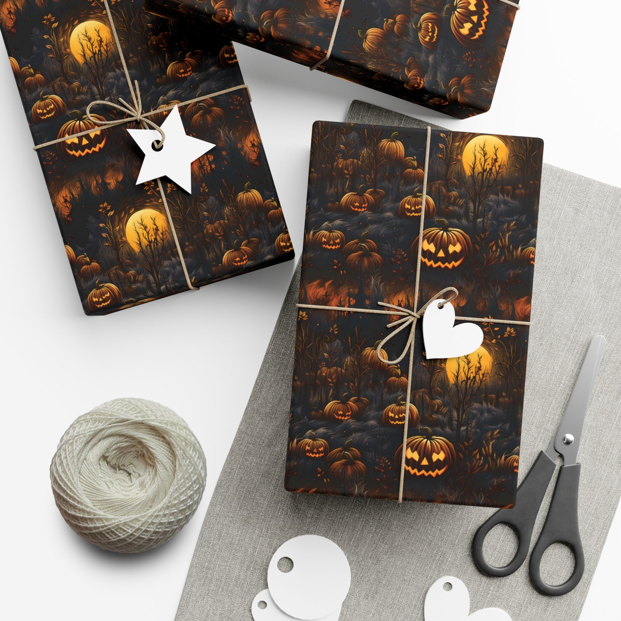 Halloween Pumpkin Wrapping Paper Rolls Pumpkin Gift Wrap Halloween ...