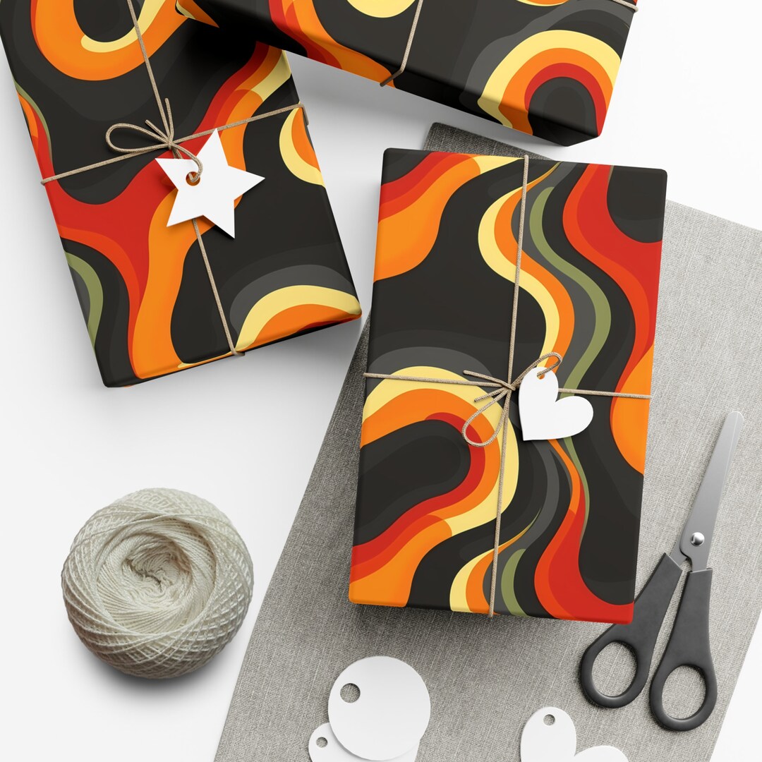 70s Wrapping, Retro Wrapping Paper, Wavy Retro Gift Wrap Paper, Funky Wrapping Paper, 70s Gift ...