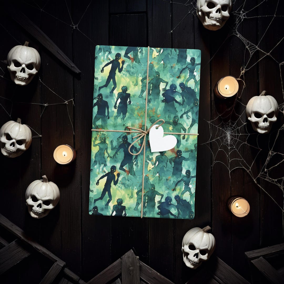 Gothmas Wrapping Paper Zombie Wrapping Paper, Zombies Gift Wrap, Horror ...