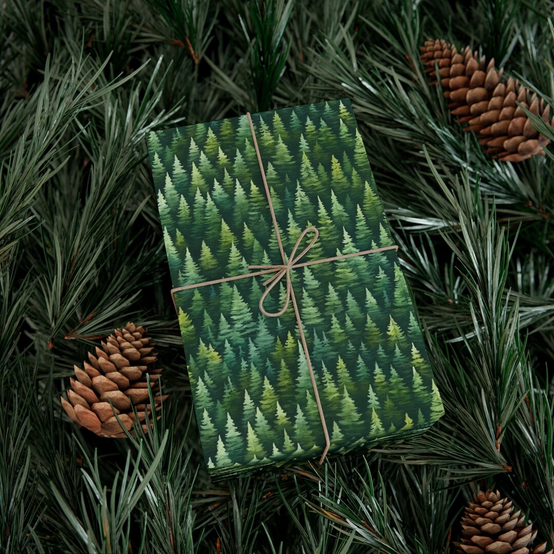 Pine Tree Gift Wrap Xmas Wrapping Paper Xmas Tree Wrapping - Etsy