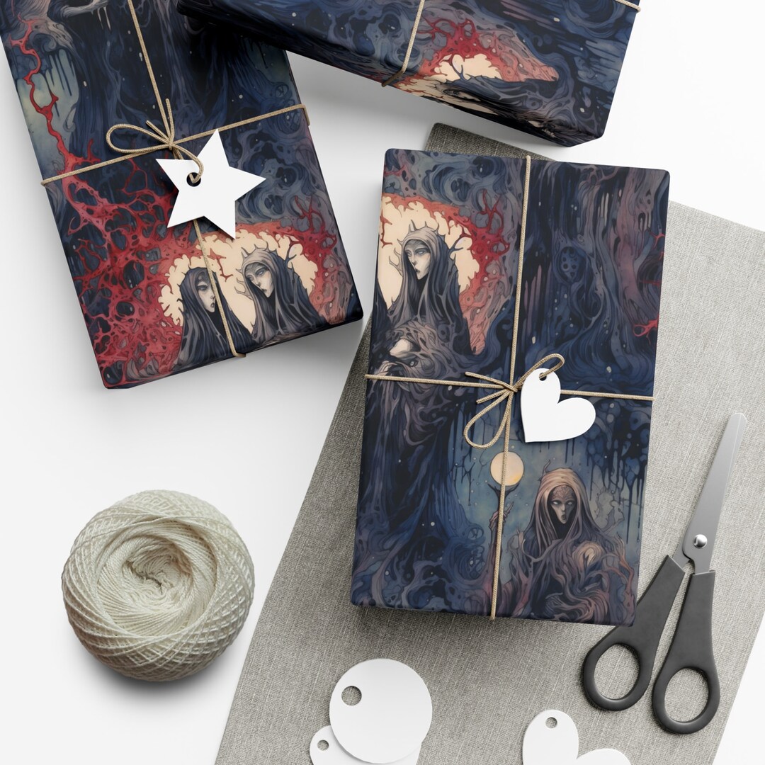 Creepy Wrapping Paper Goth Wrapping Paper Spooky Wrapping Paper Witch ...