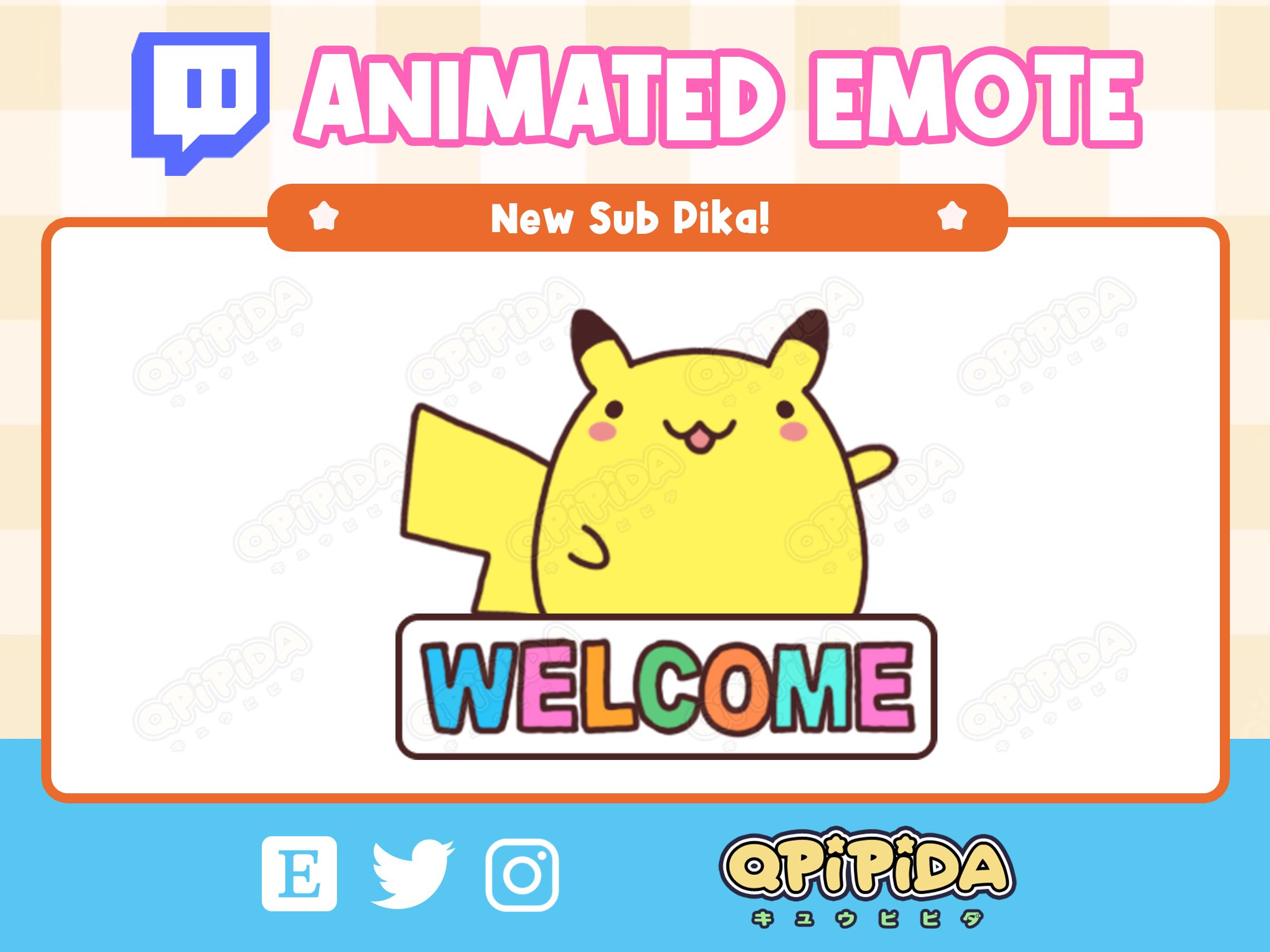 ANIMATED Pikachu New Sub Emote for Twitch and Discord ! Cute Chibi ...