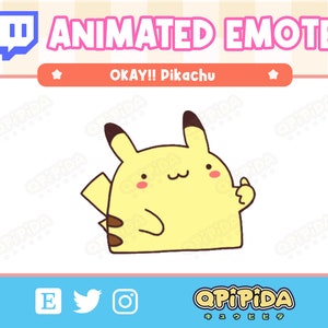 ANIMATED Pikachu OKAY Emote for Twitch and Discord Cute Chibi Kawaii ...