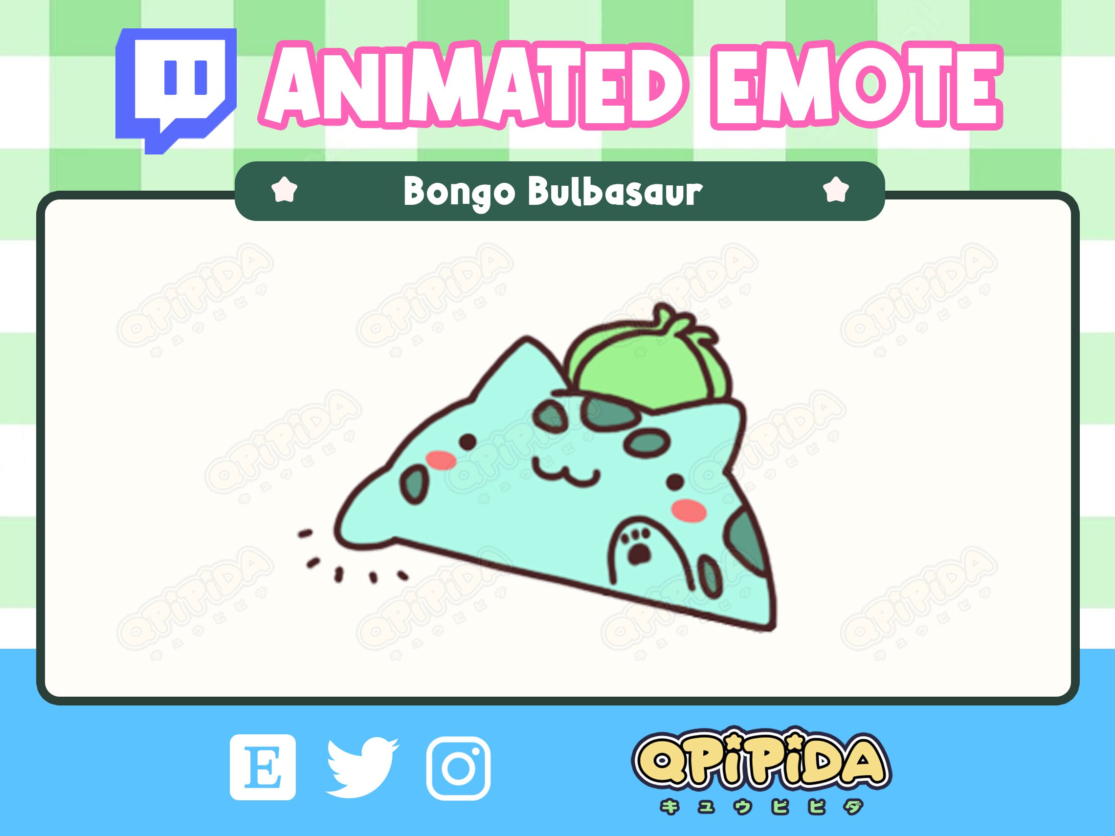 ANIMATED Bulbasaur Bongo Emote for Twitch and Discord Cute Chibi Kawaii ...