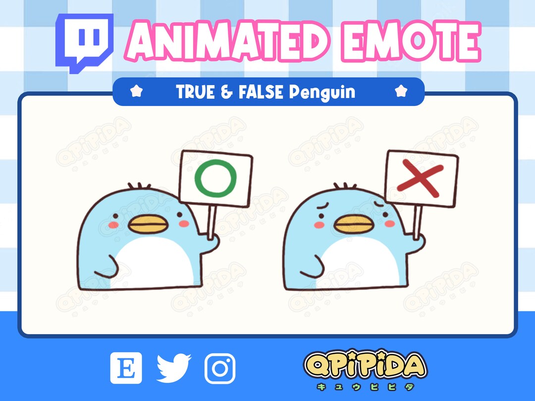 ANIMATED Penguin True & False Sign Emote for Twitch and Discord ! Cute ...