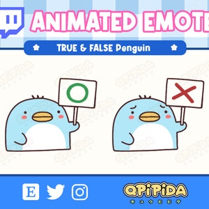 ANIMATED Penguin True & False Sign Emote for Twitch and Discord ! Cute Chibi Kawaii Penguin ...