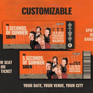 Custom the 5SOS Show Tour Printable Ticket - the 5 Seconds of Summer ...
