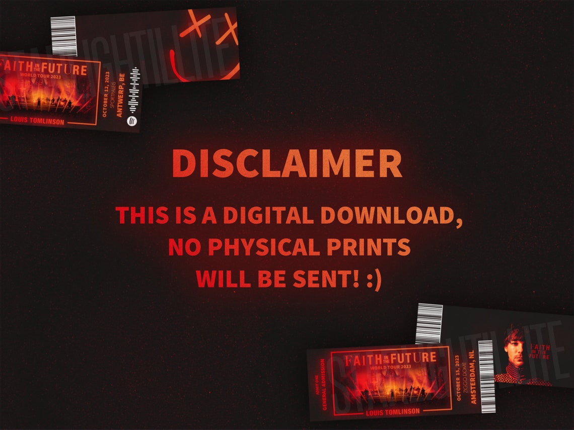 Custom FITF Tour Printable Ticket Louis Tomlinson Faith in - Etsy