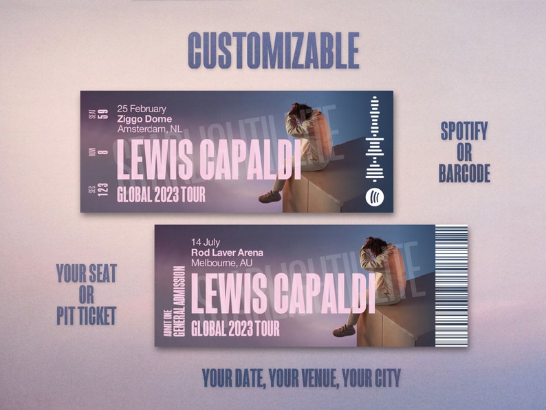 Custom Lewis Capaldi Tour Printable Ticket - Broken by Desire to Be ...
