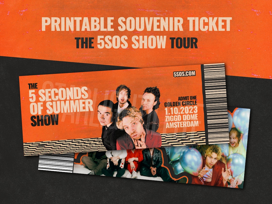 Custom the 5SOS Show Tour Printable Ticket - the 5 Seconds of Summer Show Tour Souvenir Ticket ...