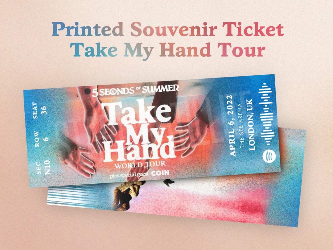 Custom TMH Tour Printable Ticket - 5SOS Take My Hand Tour Souvenir ...