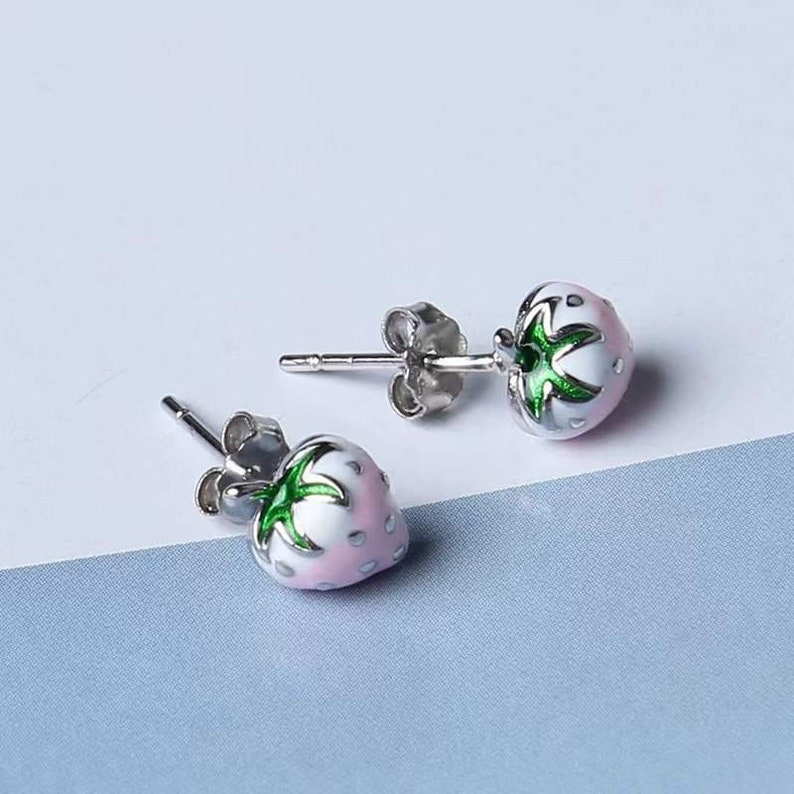 925 Sterling Silver Strawberry Stud Earrings for Women, Dainty Earrings ...