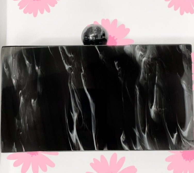 Personalized, Acrylic Black Marble Clutch, Acrylic Clutch Bag, Evening ...