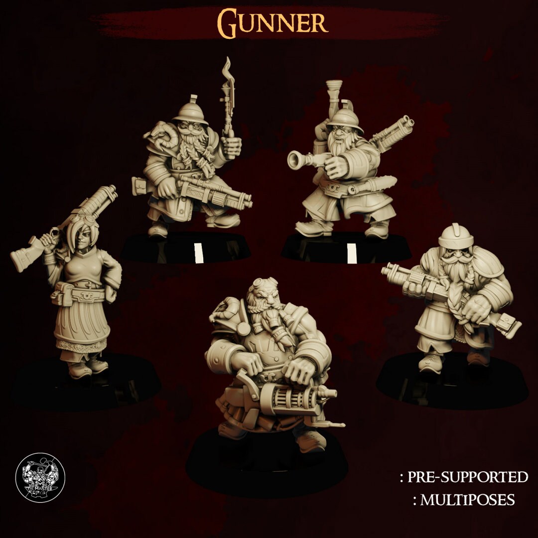 Dwarven Gunner Crew Dwarves Tabletop RPG Mini Fantasy - Etsy