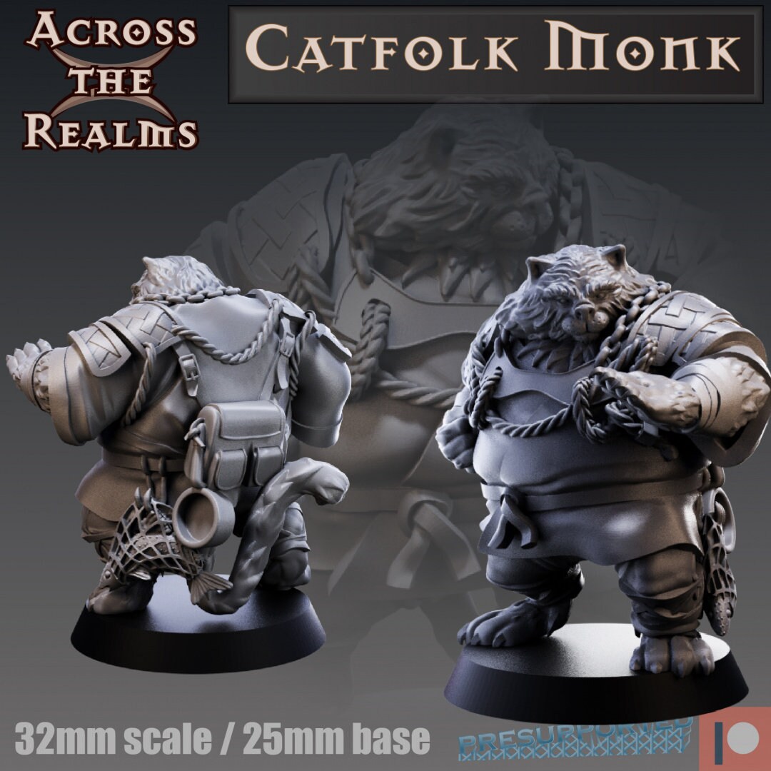 Catfolk Monk Tabletop RPG Mini Sci-fi/fantasy by Across - Etsy